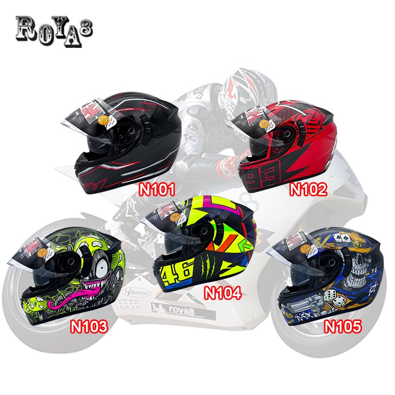 หมวกกันน็อกเต็มใบ แว่น2ชั้น อย่างดีN101-105 หมวกกันน็อคเต็มใบ - roya8 ...