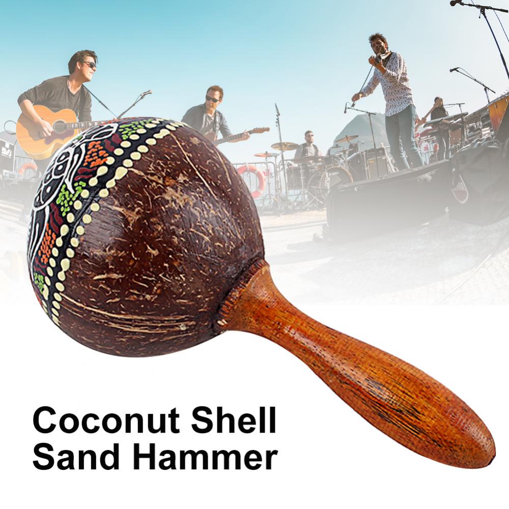 50 Hot Sale Coconut Shell Sand Hammer Shaker Hand Rattle Percussion ...