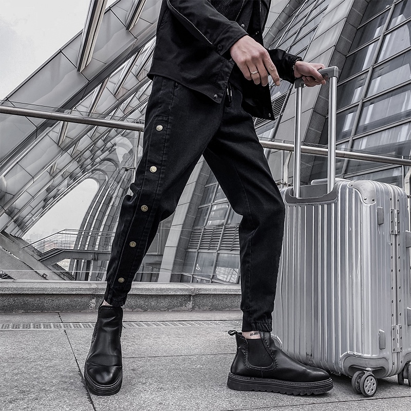 ynกางเกงยีนส์ผู้ชาย Men s Men s Mental Boy Trendy Cropped Pants Casual ...