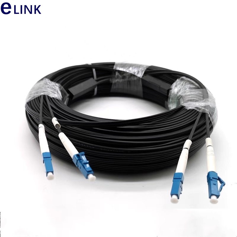 90M LCUPC 2 Cores Drop optic patch cord 3 steels 2C Outdoor single mode ...