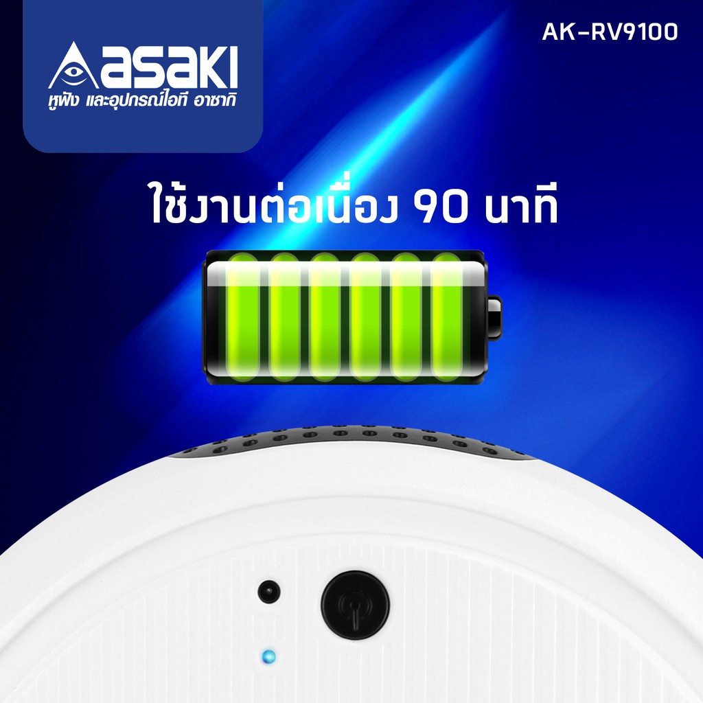 รุ่นใหม่พร้อมส่ง Asaki หุ่นยนต์ดูดฝุ่นอัตโนมัติ พร้อมผ้าถู AK-RV9100 ดูดแรง ชาร์จไว รับประกัน3 ...