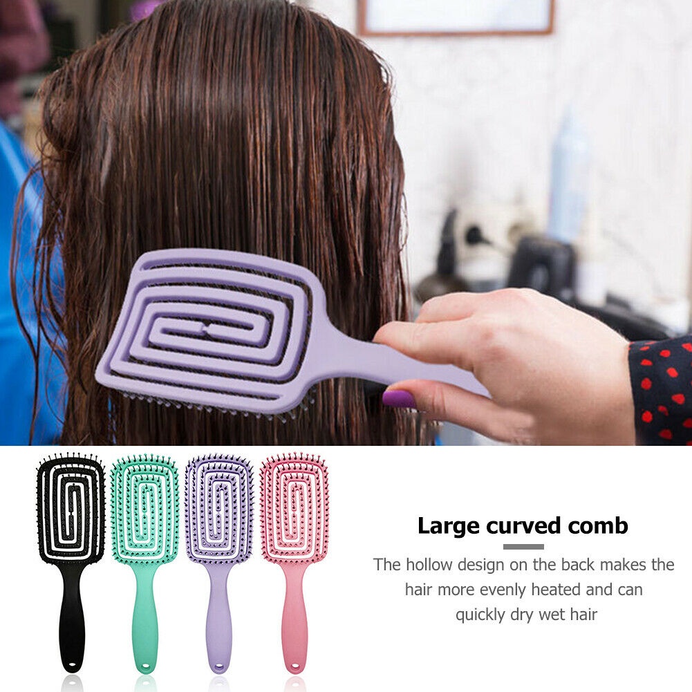 Professional Detangler Bristle Hollow Scalp Message Big Hair Comb ...