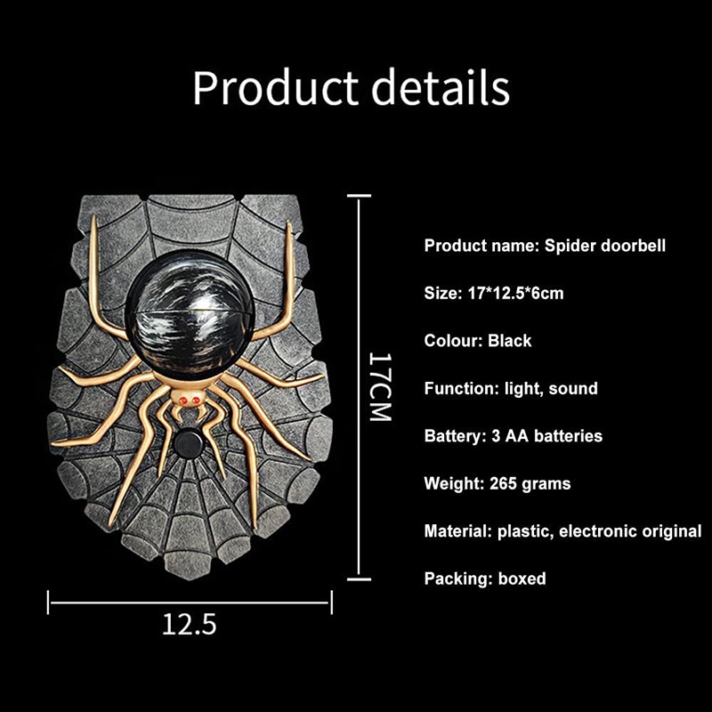 Halloween One Eyed Spider Doorbell Decoration Glowing Sounding Horror ...