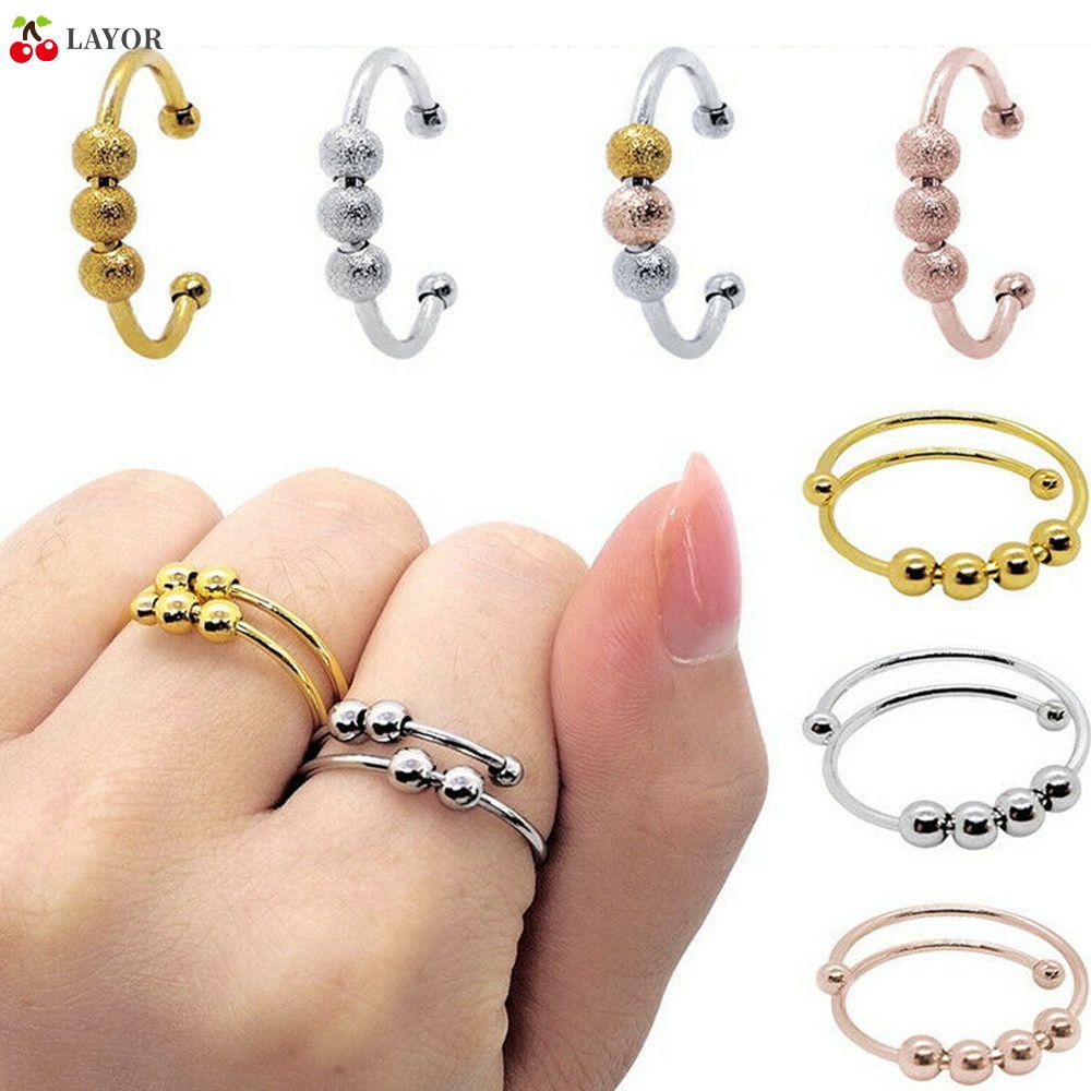 LAYOR Rotatable Beaded Finger Ring Sliding Reliever Fidget Worry Beads ...