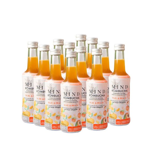 MIND Kombucha (Official) 12ขวด รสส้มยูสุและพีช เครื่องดื่มเพื่อสุขภาพ ...