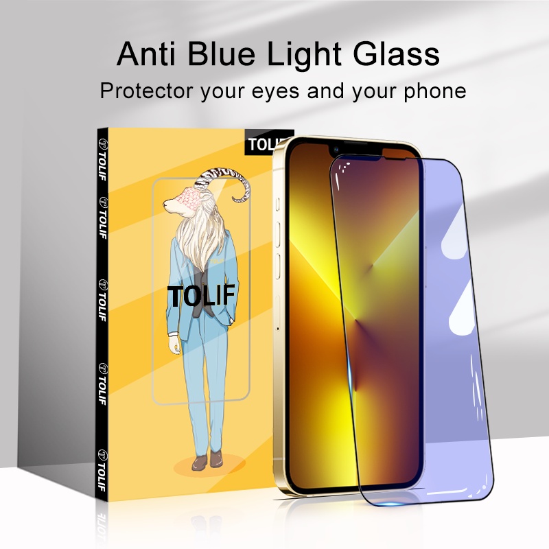 TOLIF Anti Blue Light Tempered Glass Full Coverage Screen Protector For Apple iPhone 6 6S 7 8 SE ...