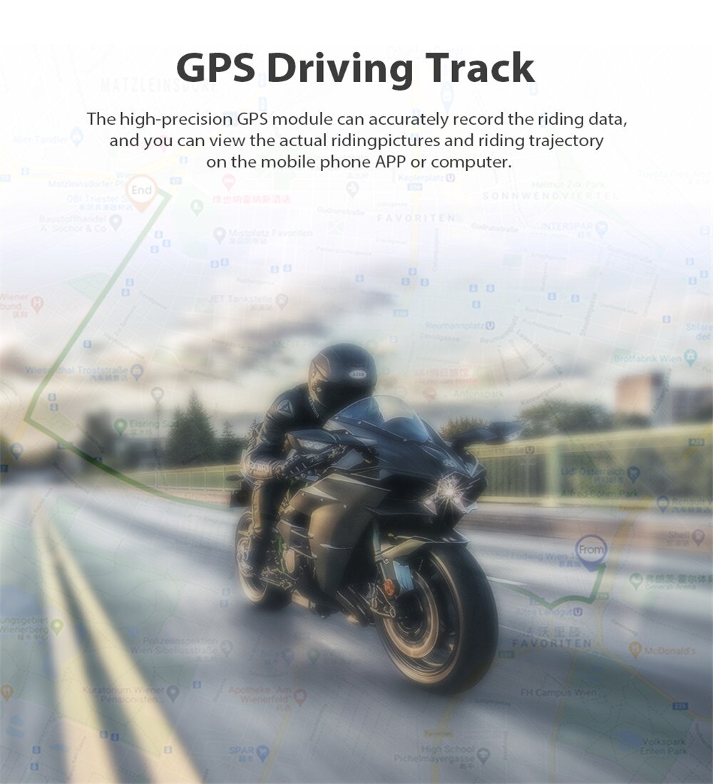 3 inch Dash Cam Motorcycle DVR WiFi GPS Full Body Waterproof Tracker ...