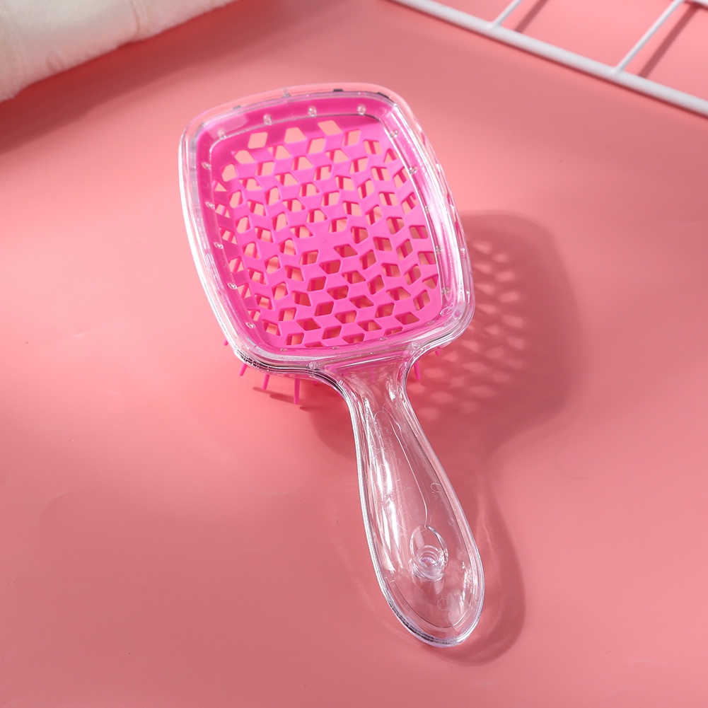 หวีTransarent Hollow Mesh Comb Wet Dry Women Scal Massage Comb Hair ...