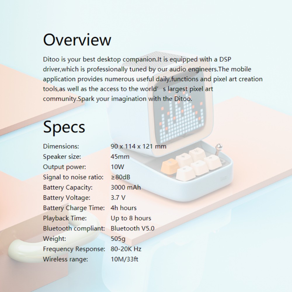 NEW MODELDivoom DITOO Plus Pixel Art Portable Smart Bluetooth Speaker ...