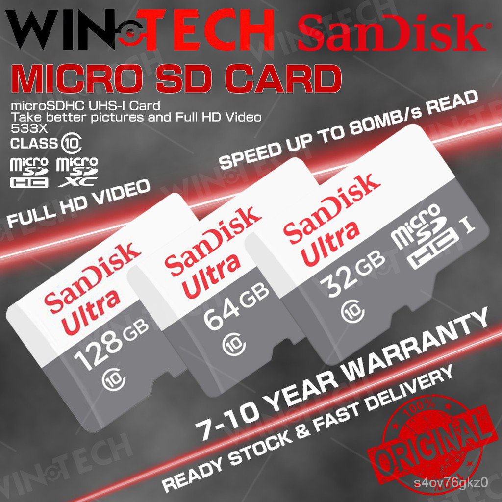 AtQl SanDisk memory card micro sd Ultra 80-100MBs 533x micro SDHCSDXC ...