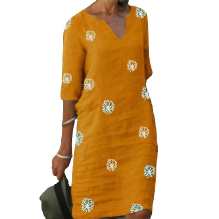 Women Flower Plaid Printed Summer Dresses Casual Half Sleeve Beach ...