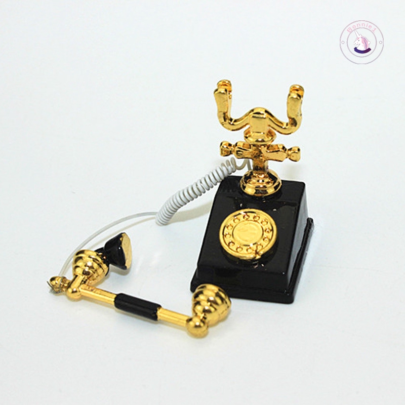 112 Miniature Phone Model Alloy Vintage Retro Rotary Telephone ...