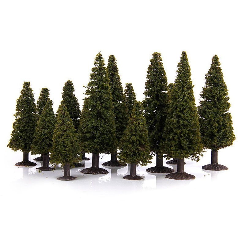 15 pcs Green Scenery Landscape Model Cedar Trees with PV Box 1/100 1/ ...