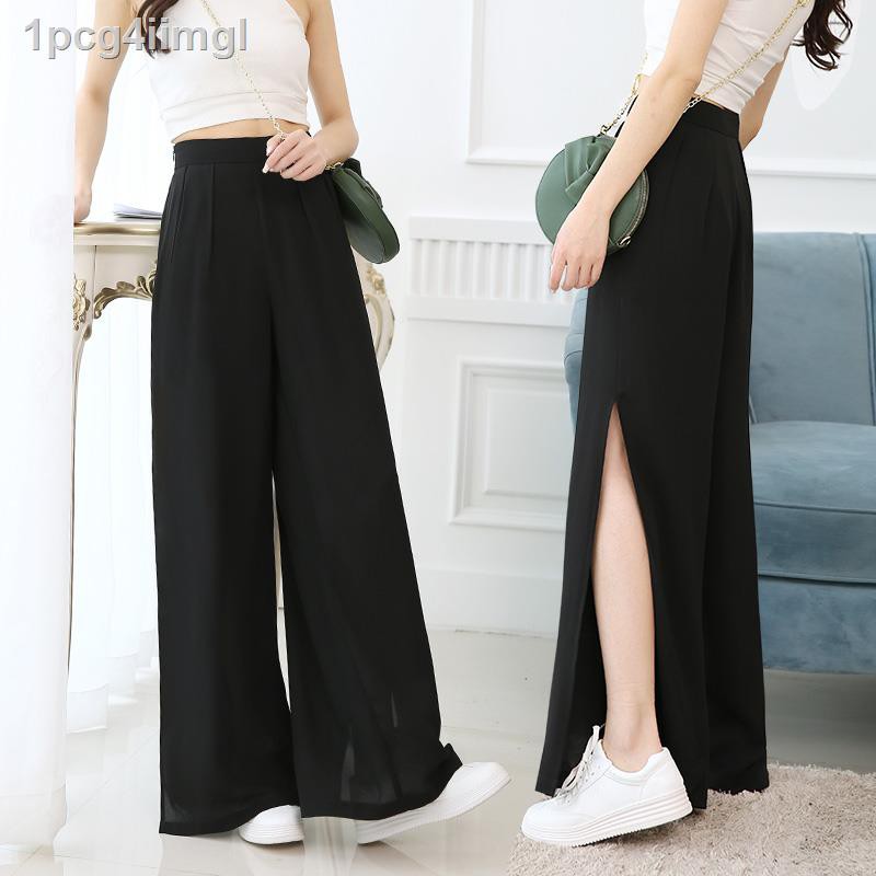High Waist Loose Thin Ice Silk Draping Suit Wide Leg Pants Women S
