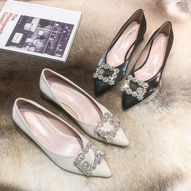 Women's High heels Snowflake Buckle Rhinestone 3 CM Chunky High Heels ...