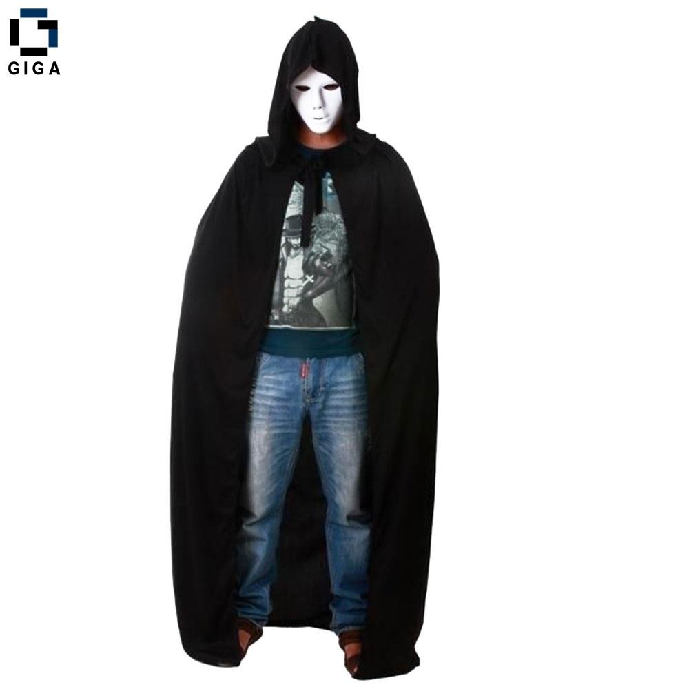 Cloak Halloween Adult Fancy Dress Costume Cape Cosplay Black Hooded ...