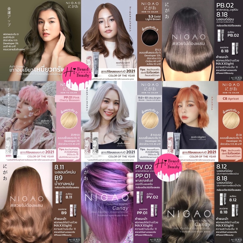 สีนิกาโอะ Nigao สีย้อมผม นิกาโอะ สีสวย ติดแน่น ผมไม่เสีย ไม่มีแอมโมเนีย ไม่ฉุน กลิ่นหอม ผมนุ่ม ...