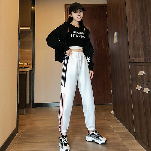 ES2020 กางเกงวอร์มแฟชั่นผู้หญิง ผ้าบางเบาสบาย คอตตอน - es.shop28 - ThaiPick