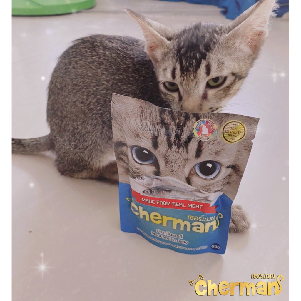 【ยกโหล】Cherman pouch อาหารแมวเปียกเชอร์แมน ยกโหล 12 ซอง ขนาด (85gx12 ...