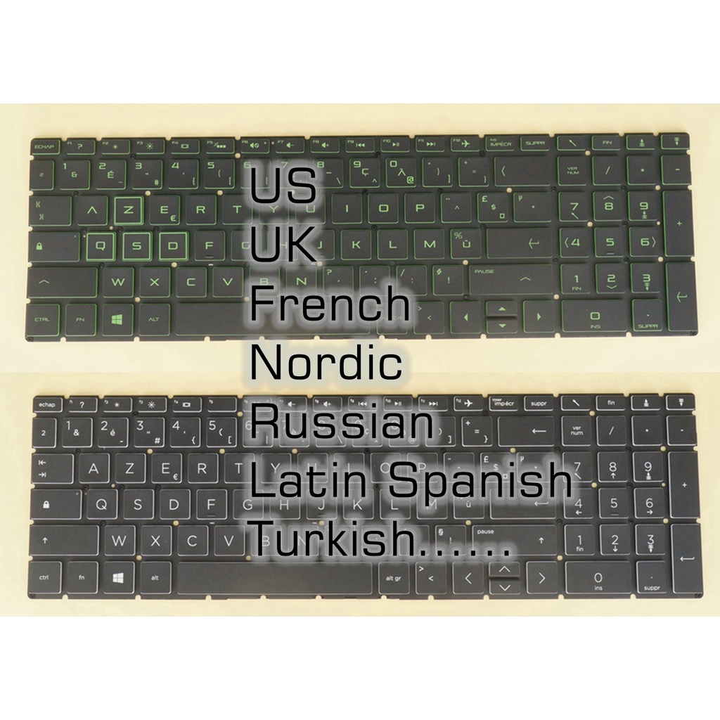 US UK French Nordic Russian Latin Spanish Turkish Keyboard for HP ...