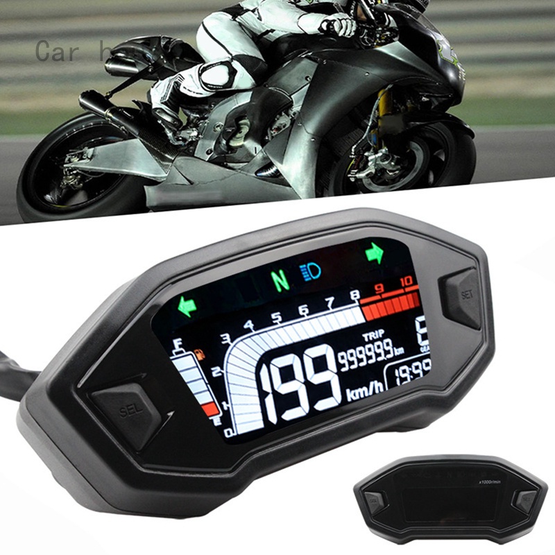 Universal Motorcycle Digital Speedometer Tachometer LCD Display ...