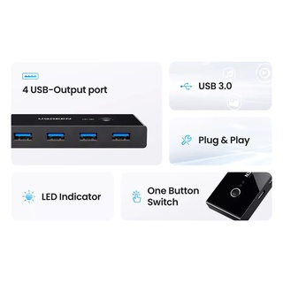 UGREEN(30768) USB Switch Selector, 2 Computers Sharing 4 USB Devices USB 2.0 Peripheral Switcher ...