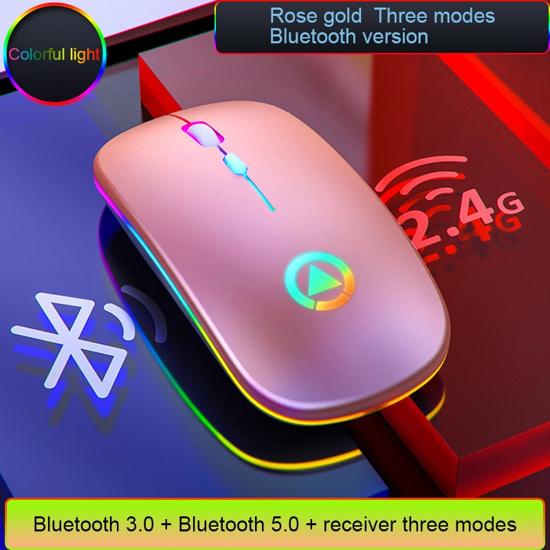 เมาส์A2 Bluetooth Wireless Mouse 3 Modes LED Rechargeable Otical ...
