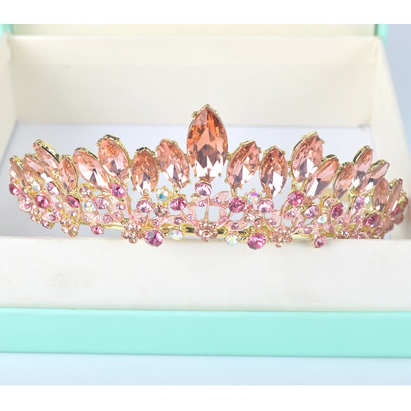 Fashion new peach color Wedding Hair tiara For Bride Crystal ...