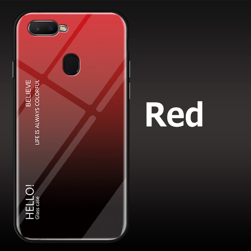 OPPO A7 Hard Case Gradient Glass เคสโทรศัพท์มือถือแบบบางพิเศษ ...