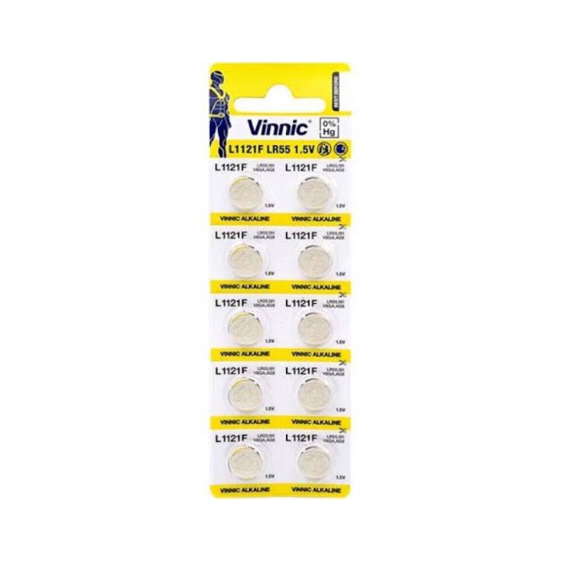 ถ่านกระดุม Vinnic L1121F, AG8, LR55, LR1120, LR1121 1.5V Alkaline ...