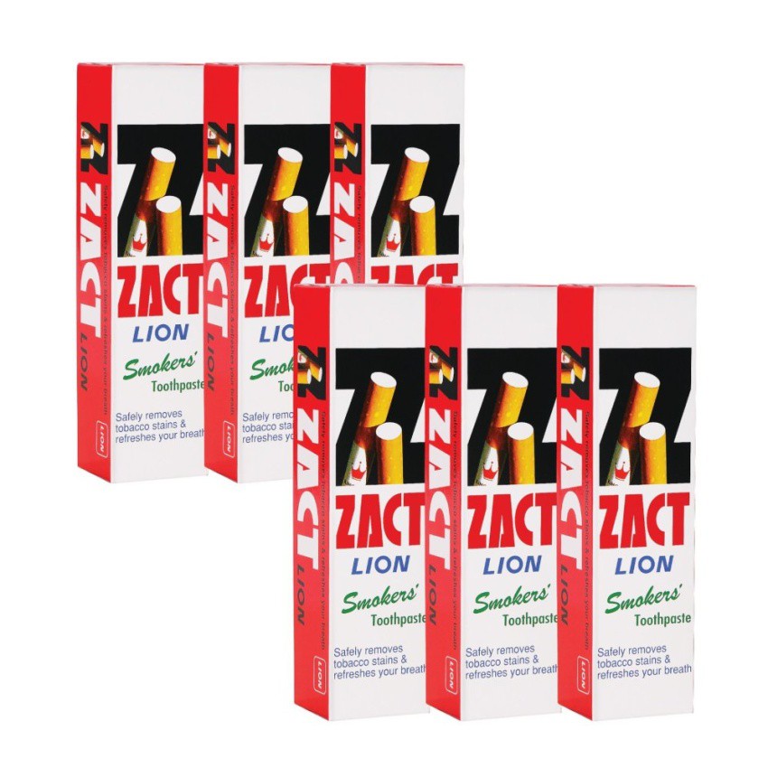 ZACT ยาสีฟัน ขจัดคราบ แซคท์ สูตรสำหรับผู้สูบบุหรี่ (สีแดง) 160 กรัม 6 ...