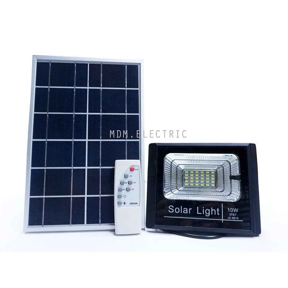 Solar Light 10Wสปอร์ตไลท์ โซล่าเซลล์ รุ่น JD-8810 แสงสีขาว | Shopee ...
