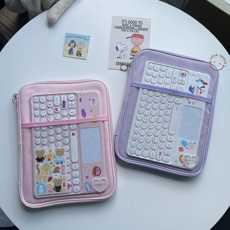 Set Cherry keyboard ได้ของ 4 ชิ้น เซ้ตเคสไอแพดกระเป๋าหัวใจกากเพชร ...