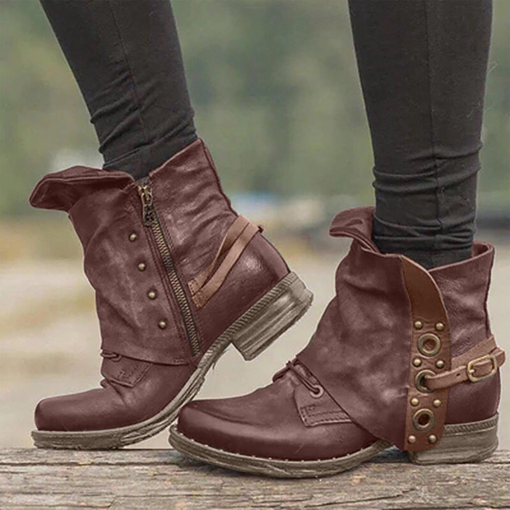 Caliente de las mujeres de cuero hebilla botas de tobillo botas de ...