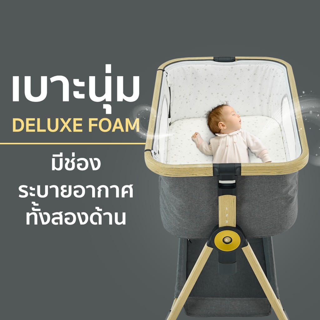 Bebeshop เตียงนอนเด็ก เตียงนอน รุ่น Luxury Bassinet ปรับโยก เปิดข้างได้ - bebeshop_official ...