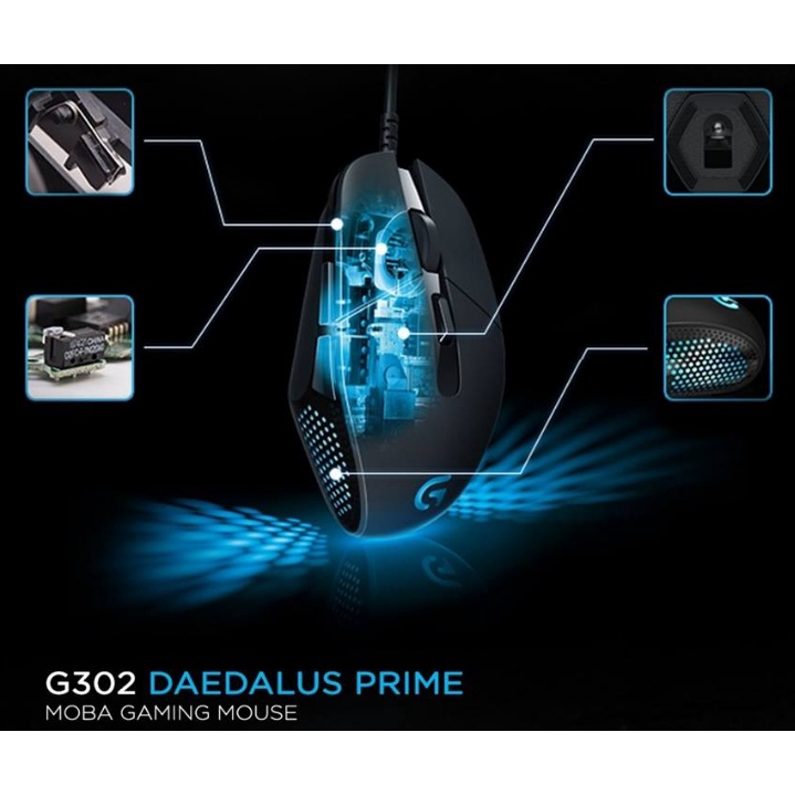 เม้าส์ Logitech G302 Daedalus Prime MOBA Gaming Mouse รับประกัน 2 ปี - dncubon1 - ThaiPick
