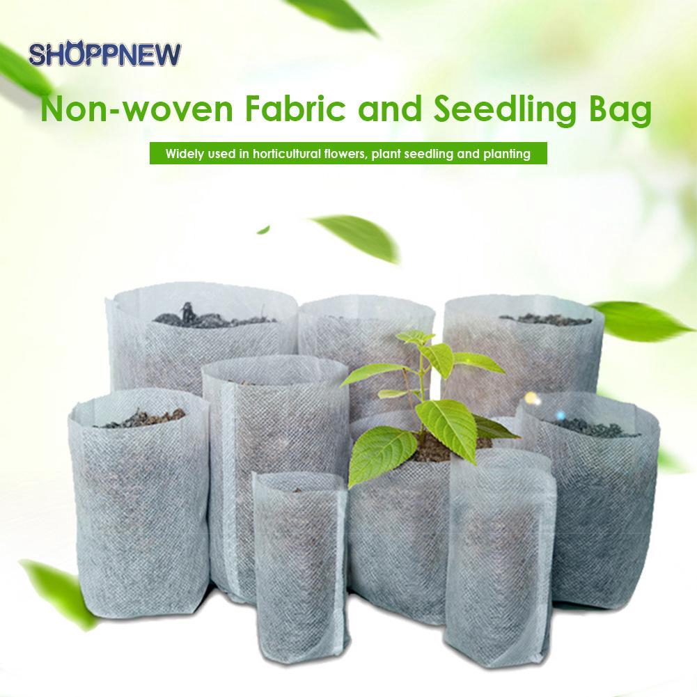 READY 100pcs Biodegradable Non-woven Nursery Bag Plant Grow Bags ...