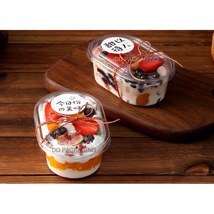 DEDEE กล่องพลาสติกใสPET(50ชุด) กล่องเค้ก กล่องมูสเค้กวงรีDD-Z 150 ...