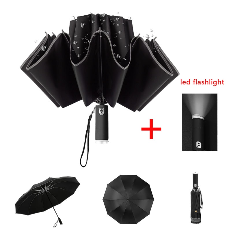 1012K Windproof Automatic Fold Inverted Umbrella With LED Flashlight ...