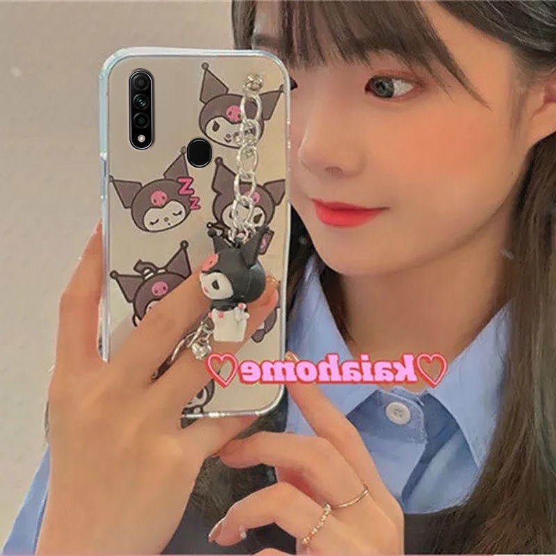 卐OPPO A8 สุนัขอบเชยการ์ตูนโปร่งใสเปลือกโทรศัพท์ใหม่ PDBM00 Kuromi เชือก ...
