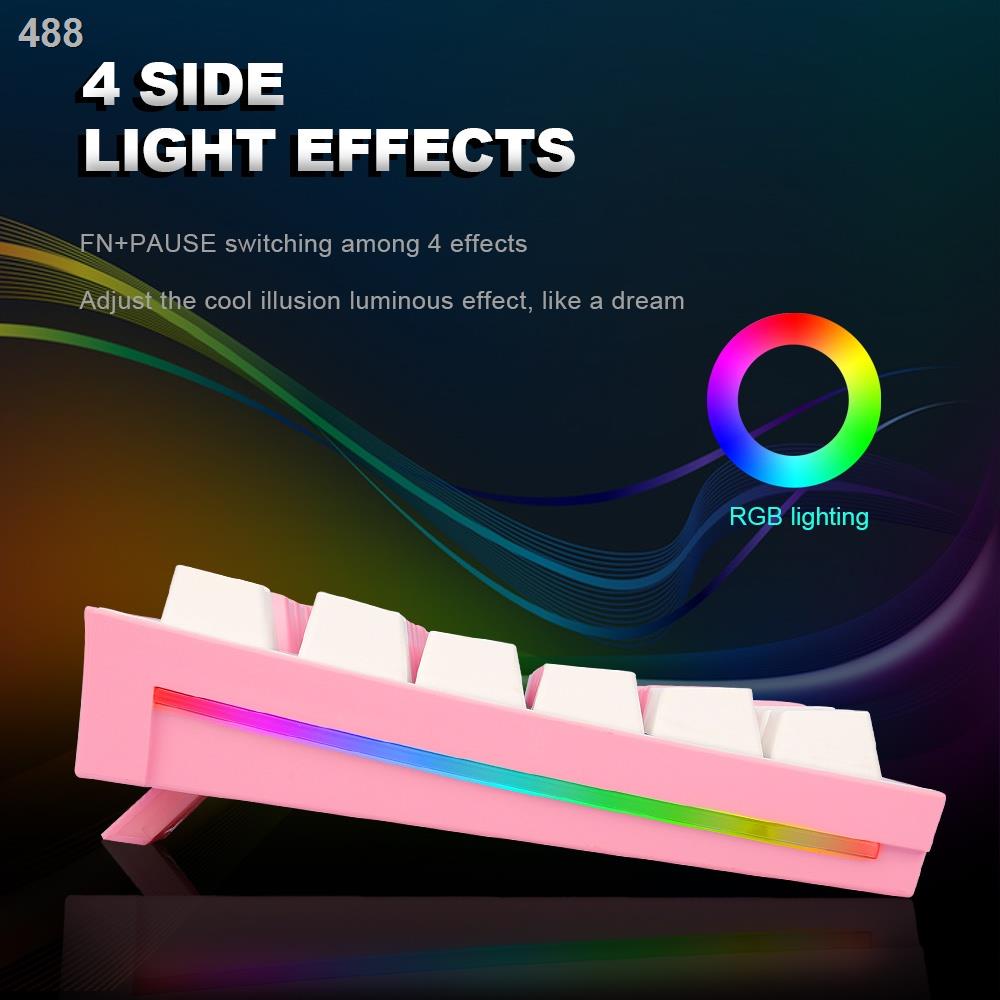 Redragon HADES K623 USB คีย์บอร์ดเล่นเกมสีชมพูสีขาวมีไฟ Led Backlit 104 คีย์สําหรับคอมพิวเตอร์ ...