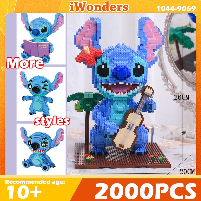 Nano Blocks Lilo & Stitch Cartoon Play The Guitar Reading Stitch Lego ...