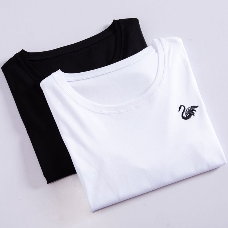 Xigodi Situ เสื้อยืดคอวี แขนห้าส่วน ปักลาย ทรงหลวม ขนาดใหญ่ สีขาว ...