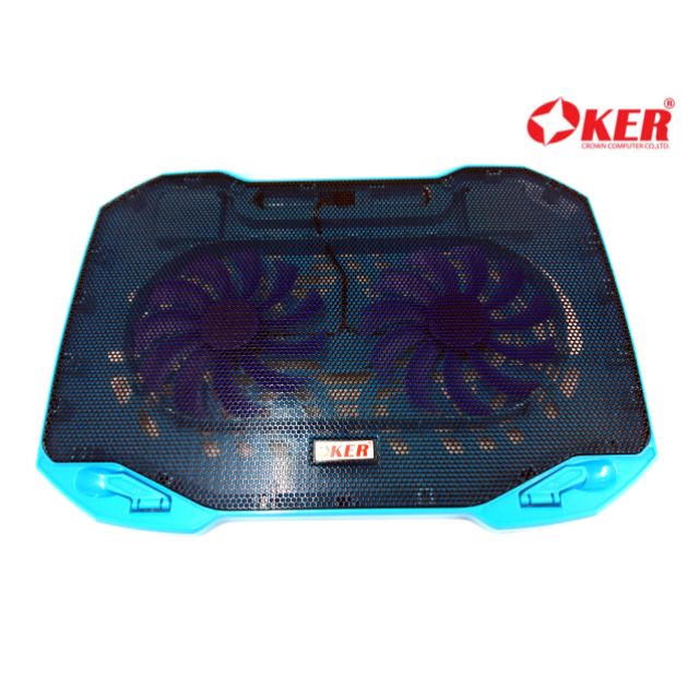 Oker Hvc 393 Cooling Pad พัดลมรองโน๊ตบุ๊ค Notebook Cooler Pad ใหญ่2พัด