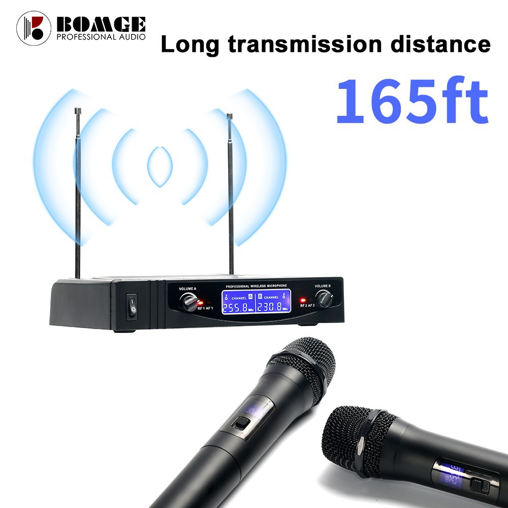 Bomge Vhf Frequencies 2 ช่องสัญญาณไมโครโฟนไร้สาย - bomge.th - ThaiPick