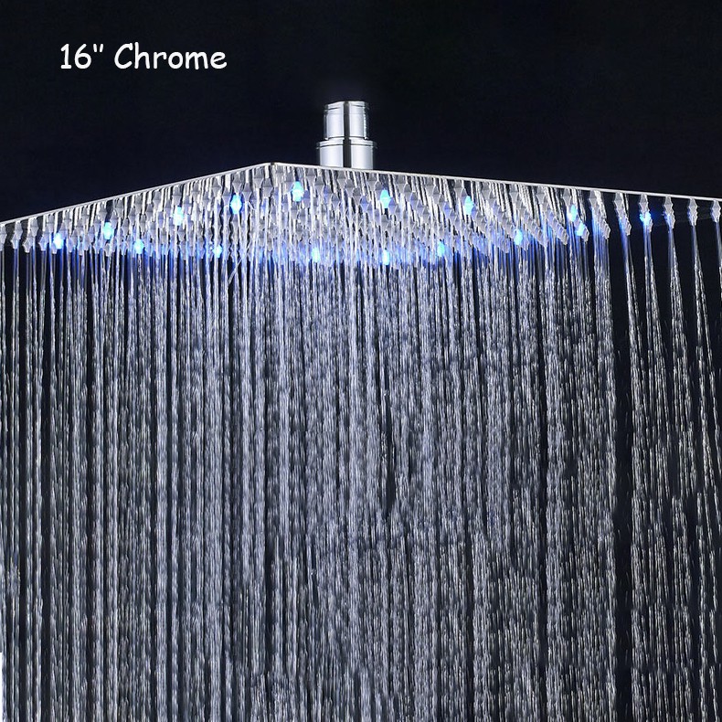 อุปกรณ์อาบน้ำ：Bathroom Ultrathin LED Shower Faucet Head Stainless Steel ...