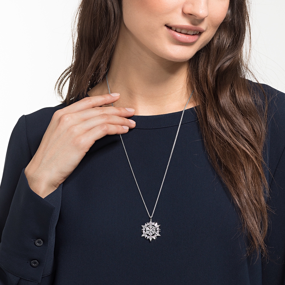 CHARMS Swarovski สร้อยคอจี้รูปเกล็ดหิมะประดับเพชรพลอยเทียมเครื่องประดับ ...