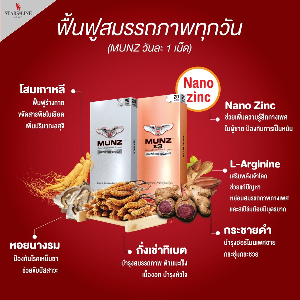 MUNZx3 กล่องทอง 10 แคปซูล เฉพาะกิจ สมุนไพร เพิ่มสมรรถภาพทางเพศ อาหาร ...
