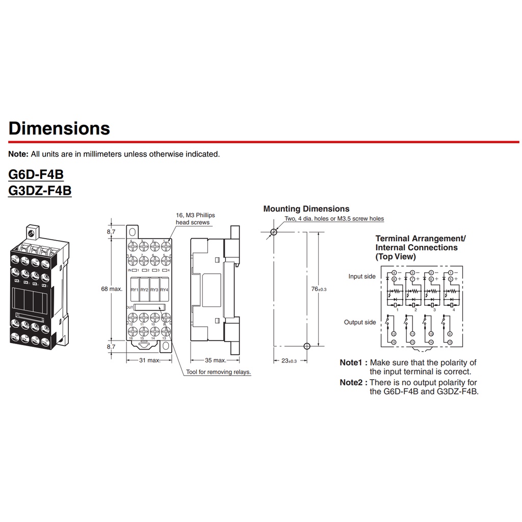 เทอร์มินอล รีเลย์ Terminal Relay OMRON G6B-4BND G6D-F4B Coil 24VDC 5A 3A 250V 4 poles (4PST-NO ...