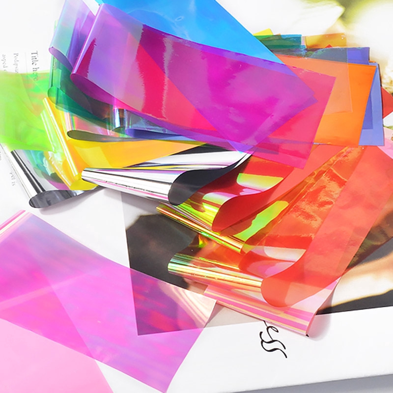 Nail art candy star paper laser magic color transfer star stickers RY ...